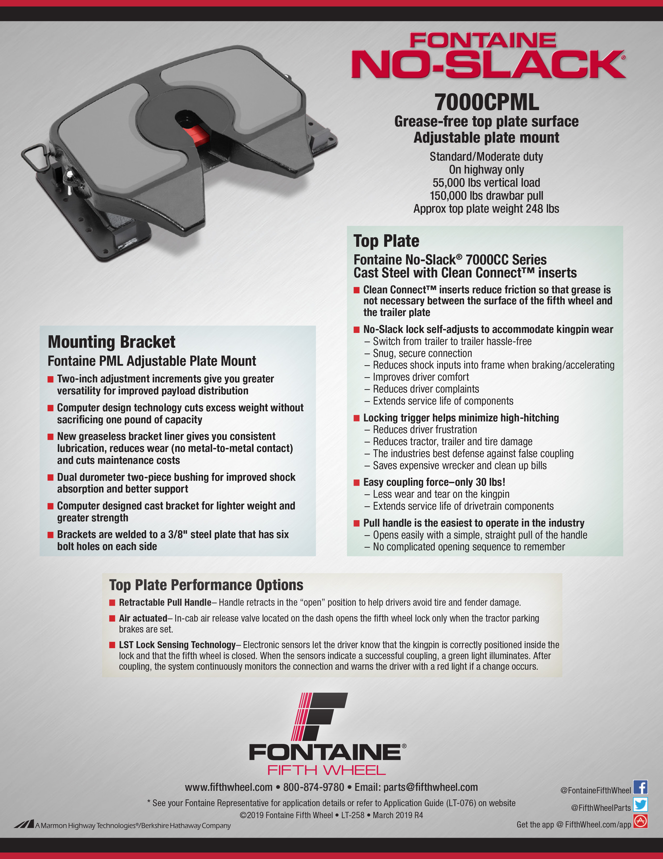 Fontaine Fifth Wheel -- Heavy Duty and Weight Savings No-Slack Fifth Wheels