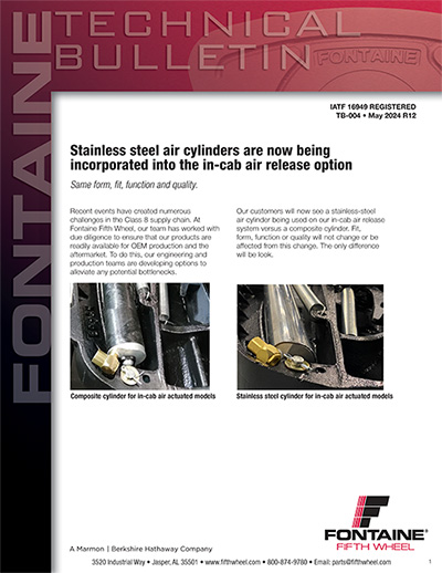 Fontaine Fifth Wheel -- Heavy Duty and Weight Savings No-Slack Fifth Wheels