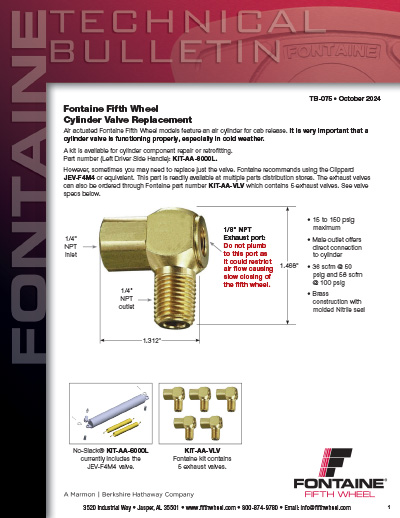 Fontaine Fifth Wheel -- Heavy Duty and Weight Savings No-Slack Fifth Wheels